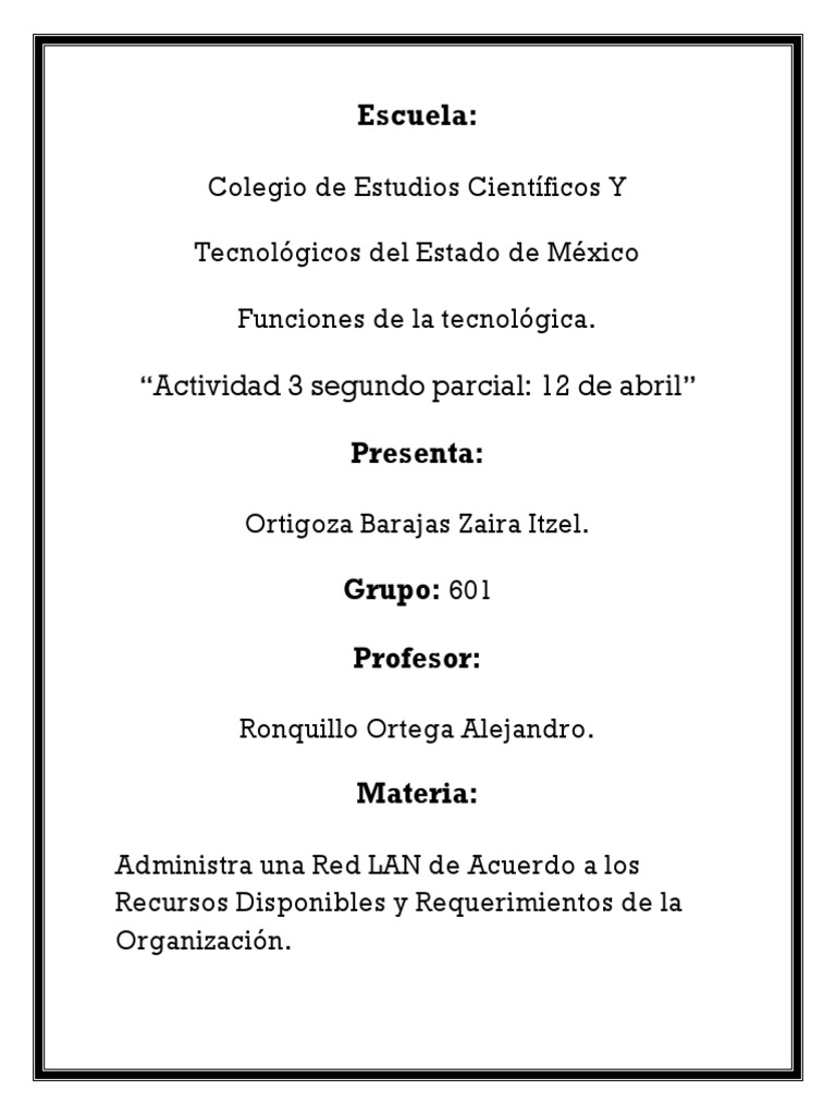 Actividad 3 Segundo Parcial 1 | Download grátis PDF | Protocolo de ...