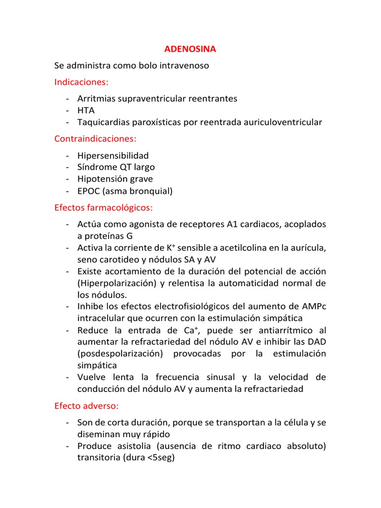 Guía de Uso de Adenosina IV | PDF