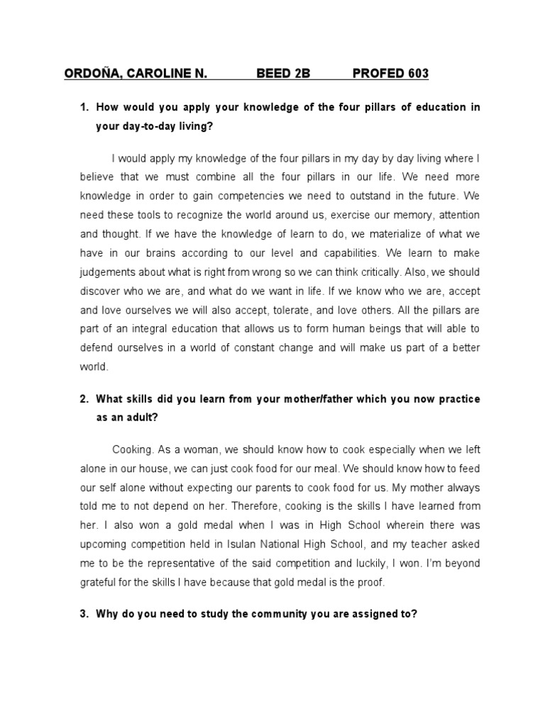 Ordoña, Caroline N. Beed 2B Profed 603 | PDF | Teachers | Human Nature