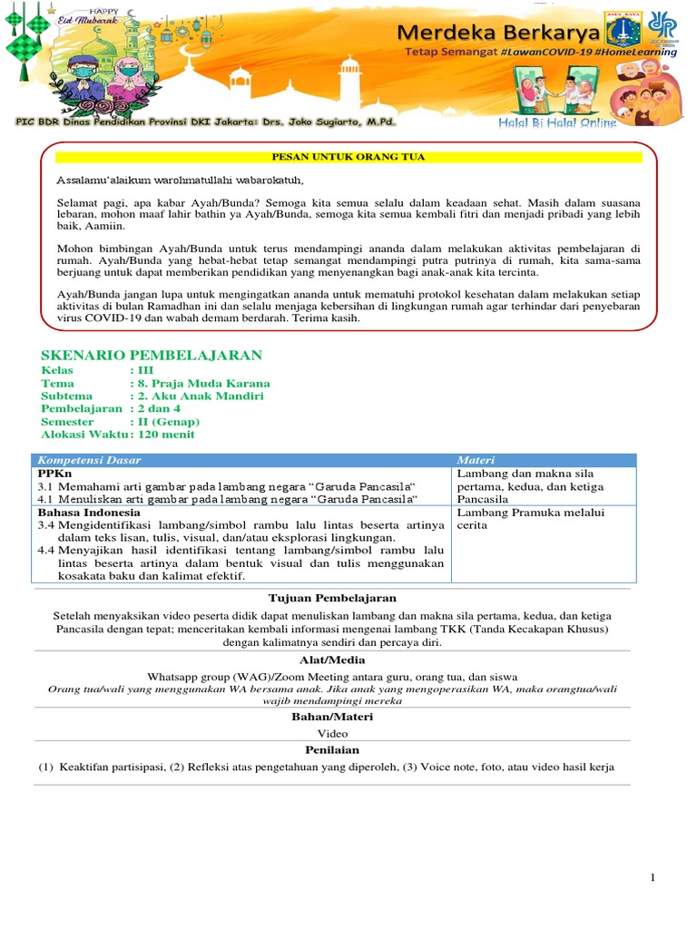 RPP Kelas 3, Selasa, 25 Mei 2021 | PDF