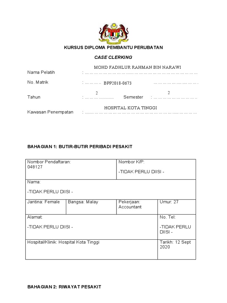 CASE CLERKING Bronchial Asthma | PDF | Physical Examination | Respiratory System
