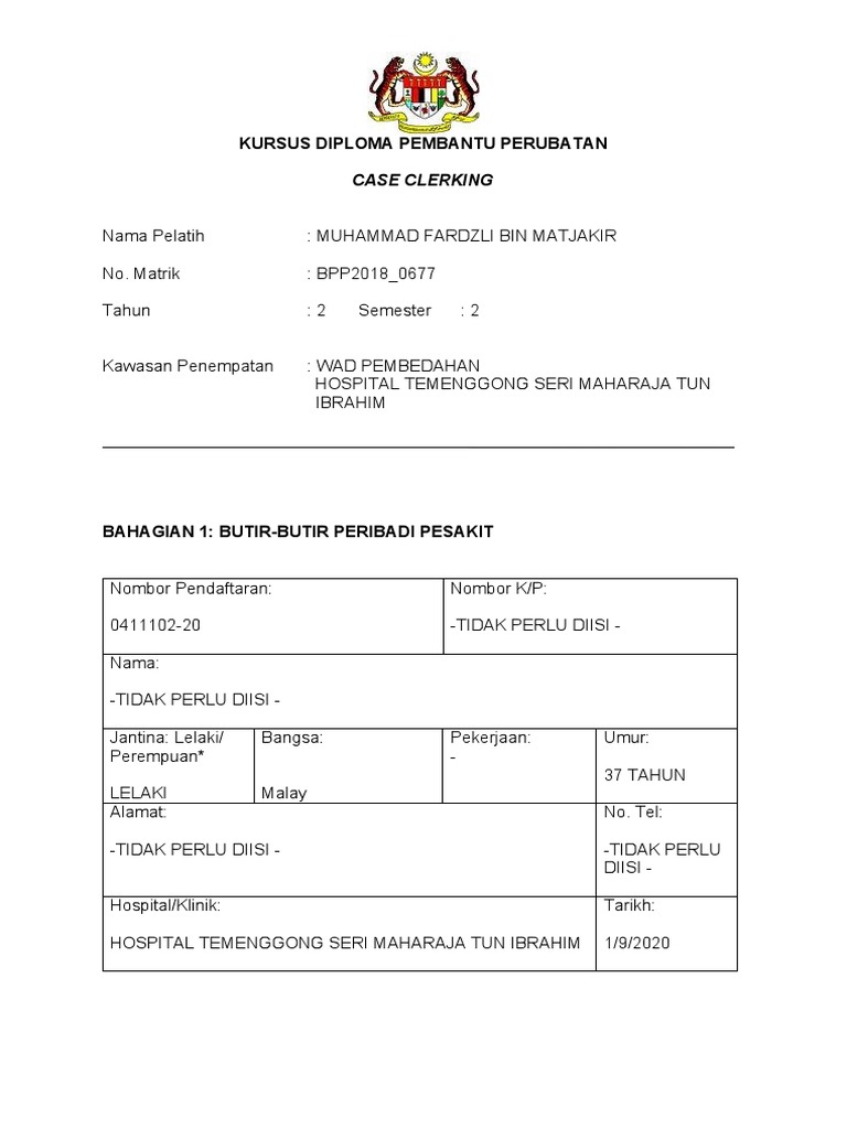 Contoh Case Clerking | PDF | Surgery | Operating Theater