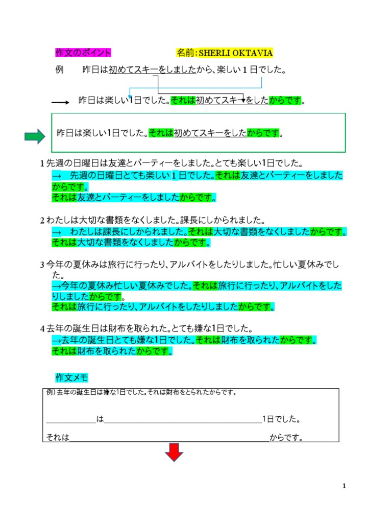 SAKUBUN JAM 10 Unit 11 Tanoshi 1 Nichi - Pert 2 Renshuu | PDF