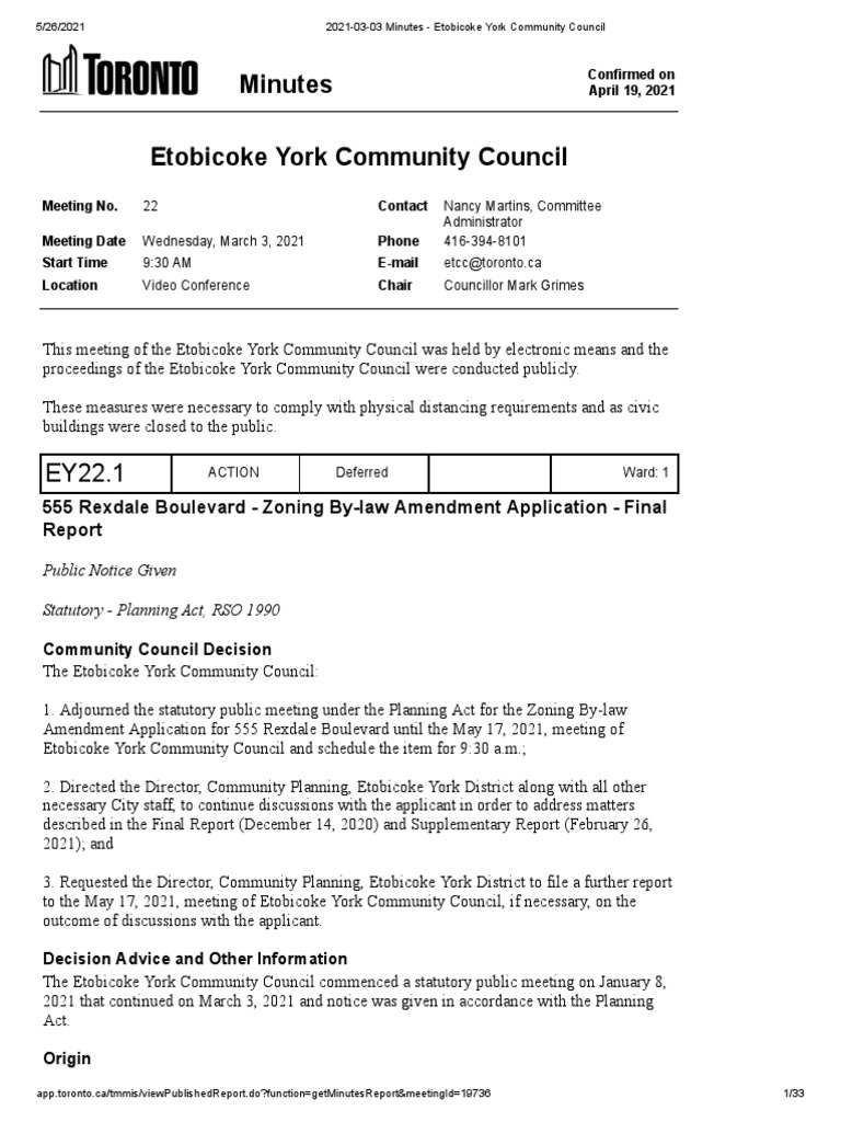 2021-03-03 Minutes - Etobicoke York Community Council | PDF | Zoning ...