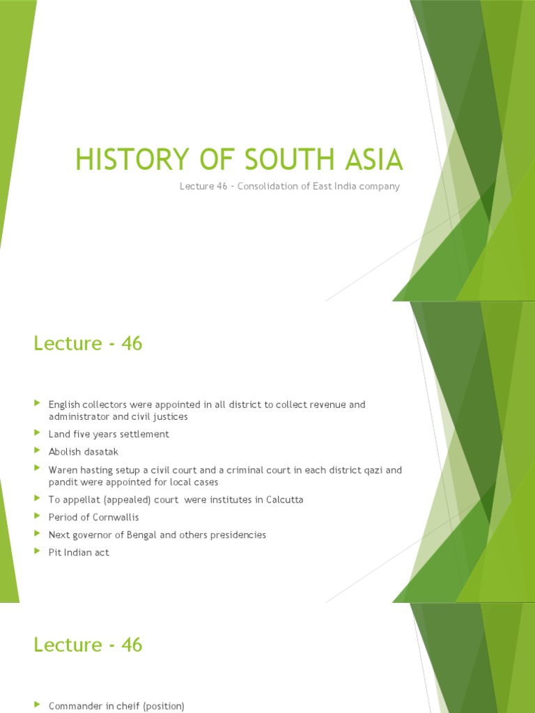 History of South Asia: Lecture 46 - Consolidation of East India Company ...