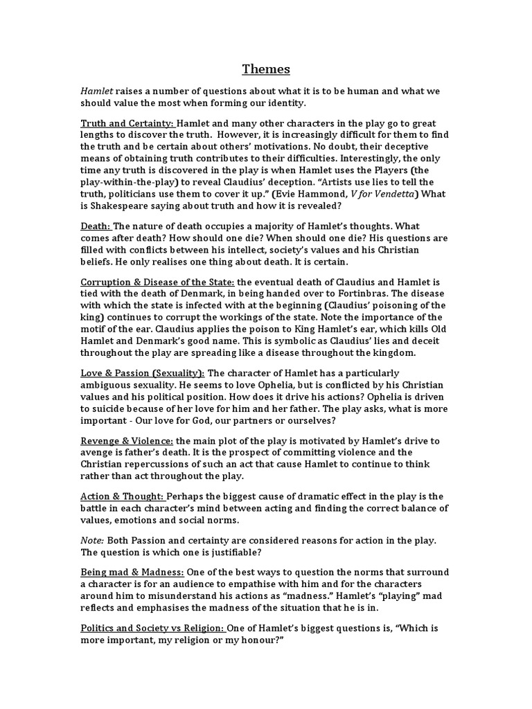 Hamlet Themes Techniques | PDF | Hamlet | Deception