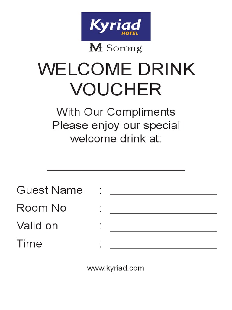 Voucher Meal & Welcome Drink (Size 55mm X 80mm, Minimum Material Plain ...