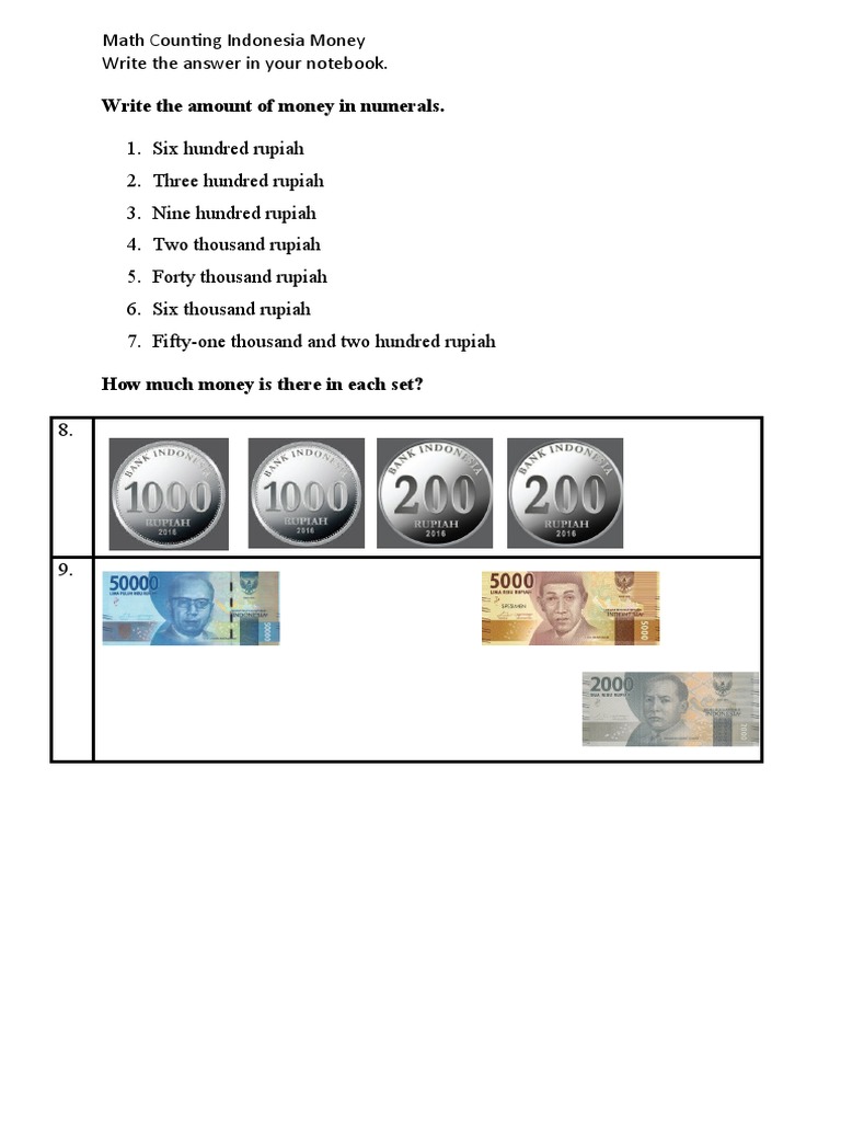 Math - Counting Indonesian Money | PDF | Art