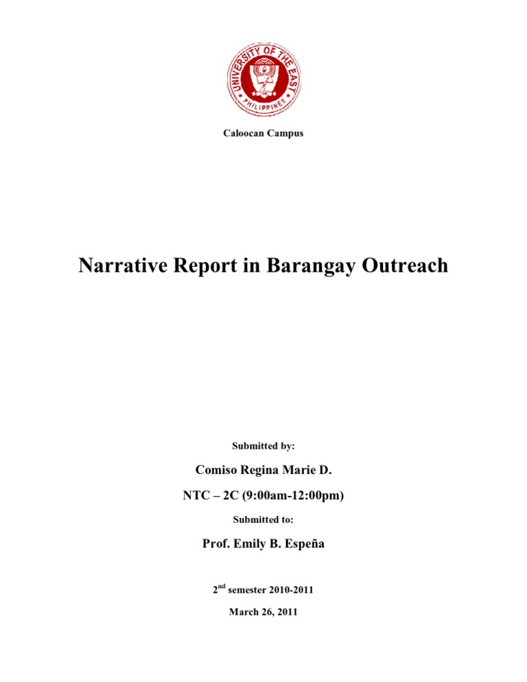 Narrative Report Front Page | PDF