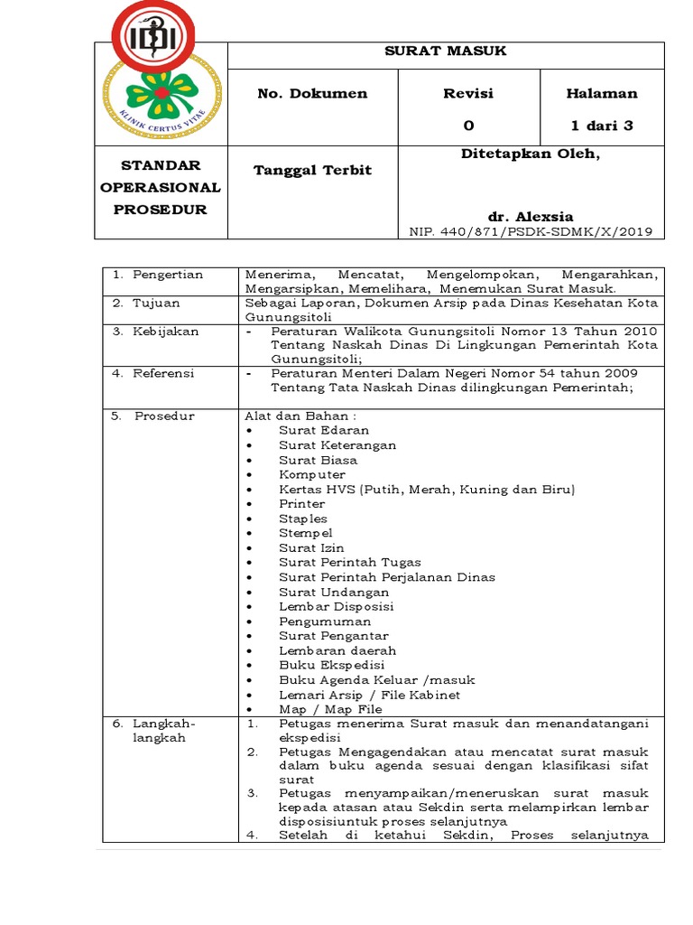 Sop Surat Masuk. | PDF