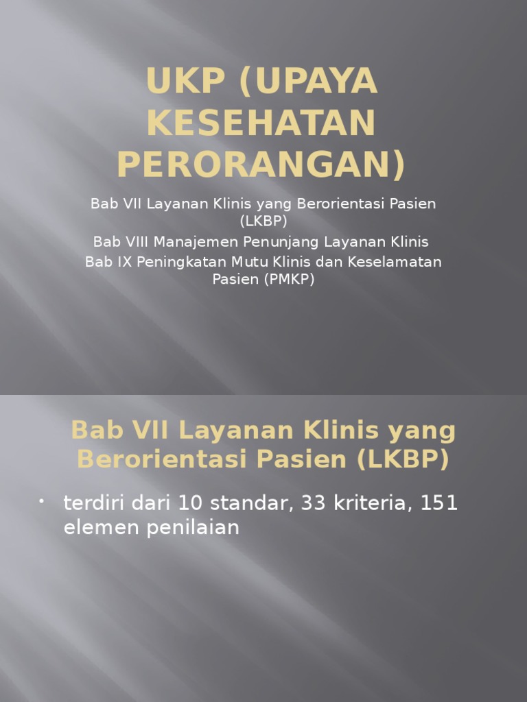 Ukp (Upaya Kesehatan Perorangan) | PDF