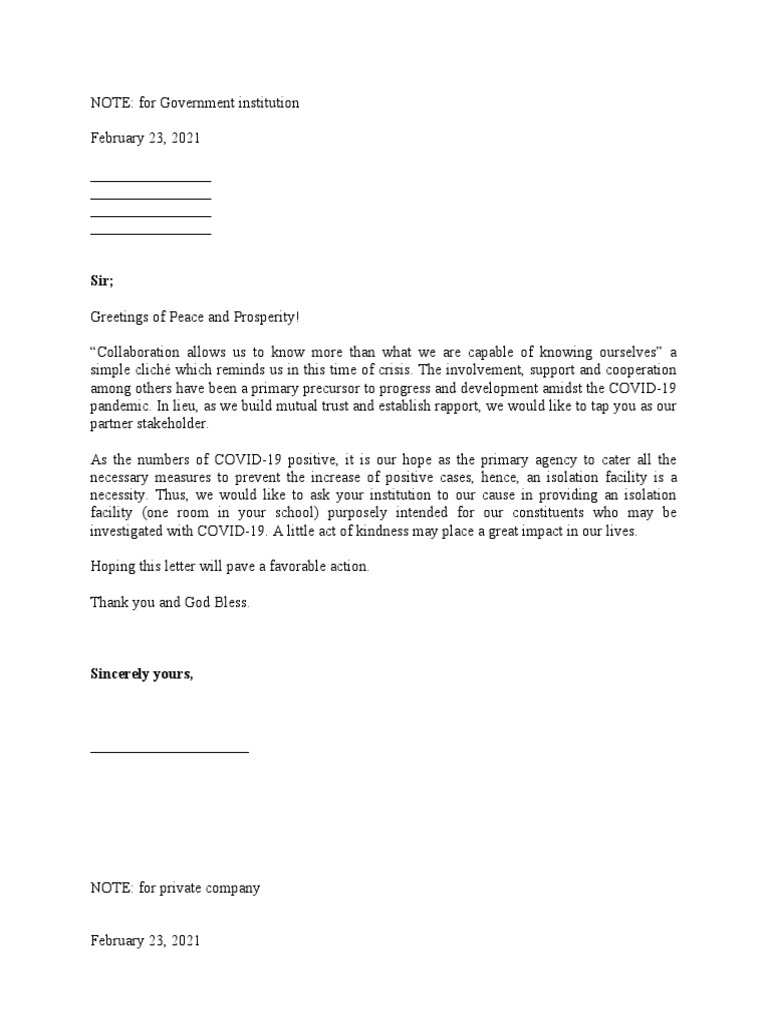 Sample Communication Letters | PDF