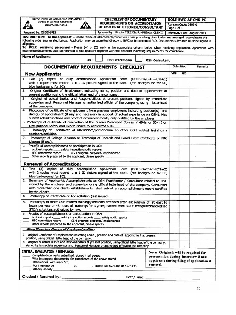 Checklist of Documentary Requirements | PDF