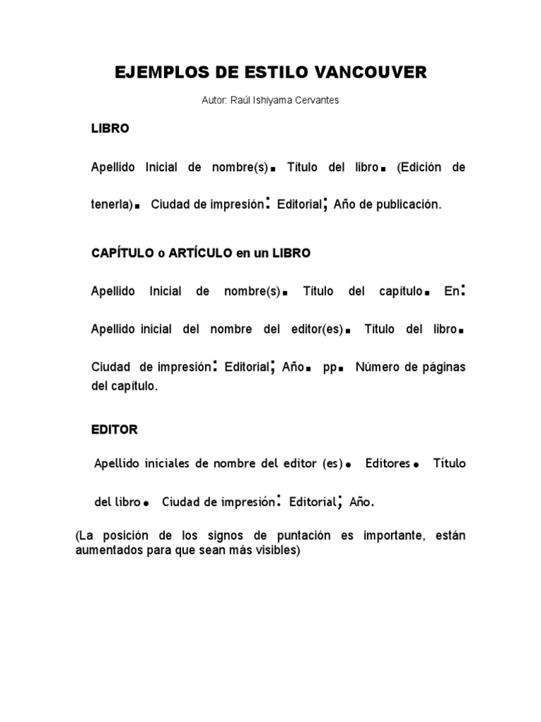 Guía de Citas Estilo Vancouver | PDF