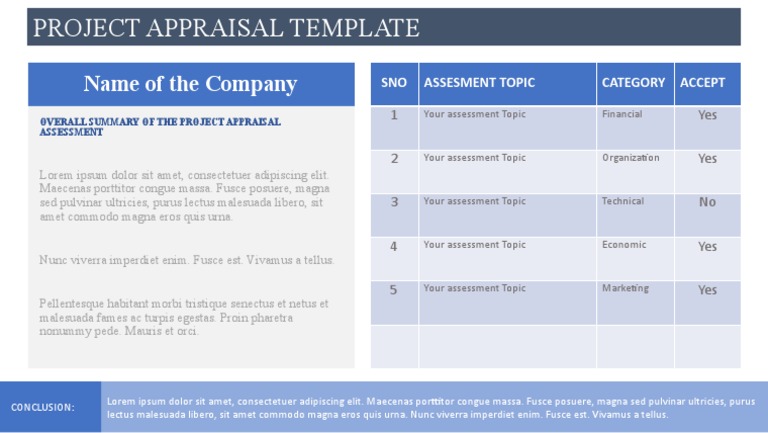 ANALYSISTABS Project Appraisal Template | PDF