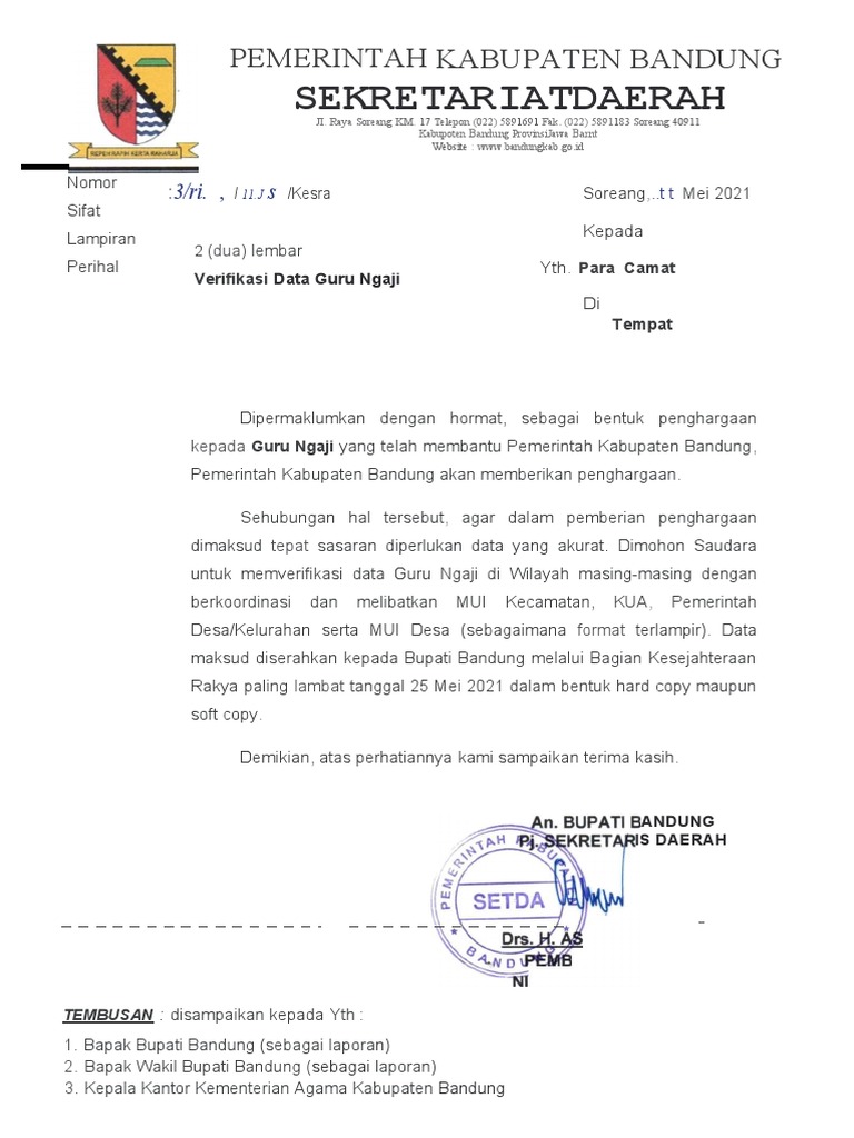 Verifikasi Data Guru Ngaji 2021 | PDF