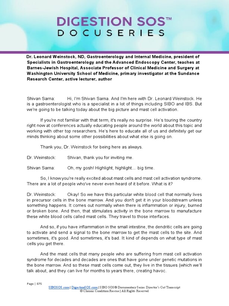 Lisa Nelson Digestion Sos Director Cuts Leonard Weinstock | PDF ...