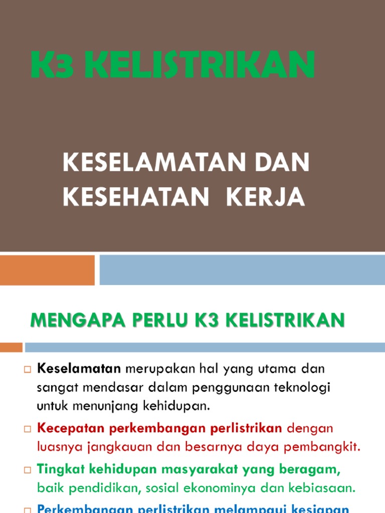 k3 Kelistrikan Keselamatan Dan Kesehatan Kerja - PDF | PDF