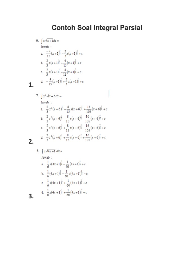 Contoh Soal Integral Parsial | PDF