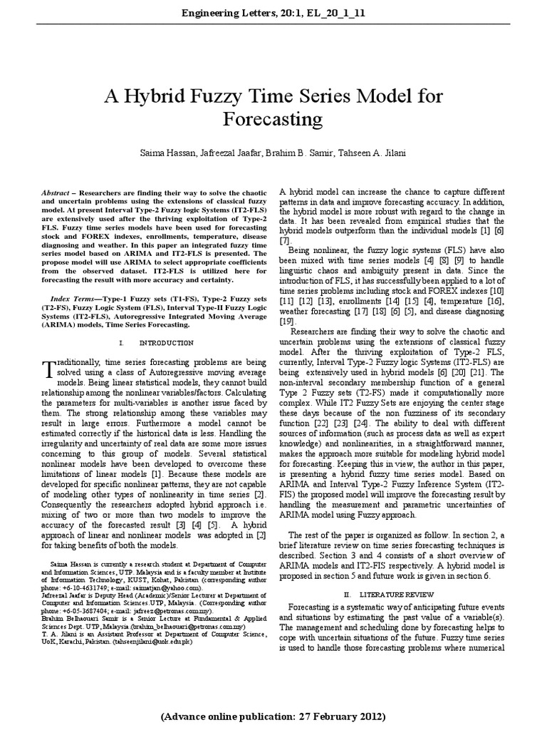 El 20 1 11 | PDF | Autoregressive Integrated Moving Average | Time Series