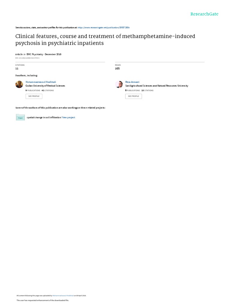 Clinical Features Course and Treatment of Methamph | PDF | Psychosis ...