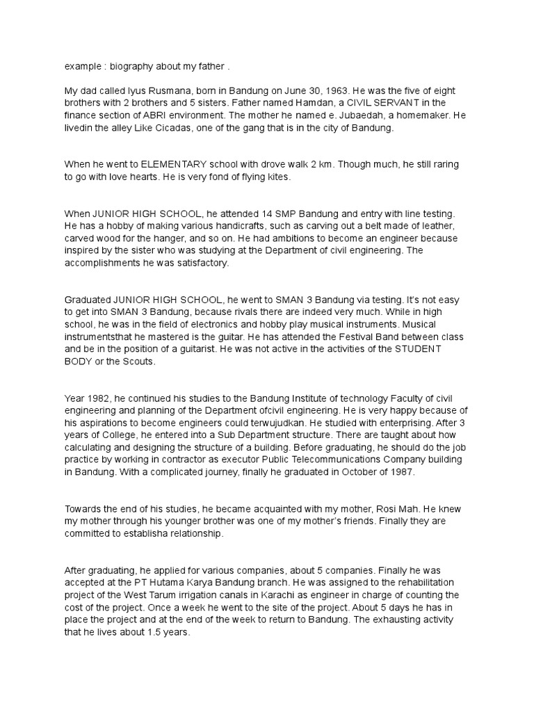 Example - Biography About My Father | PDF | Engineering