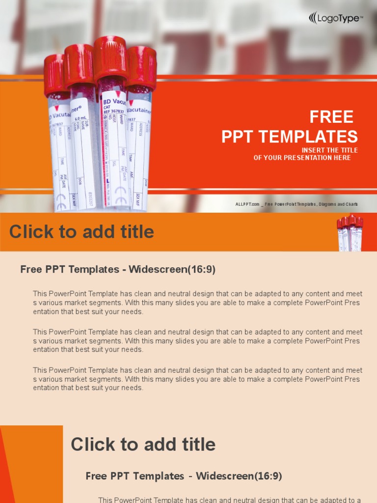 Biochemistry Blood Tests PowerPoint Templates Widescreen | PDF