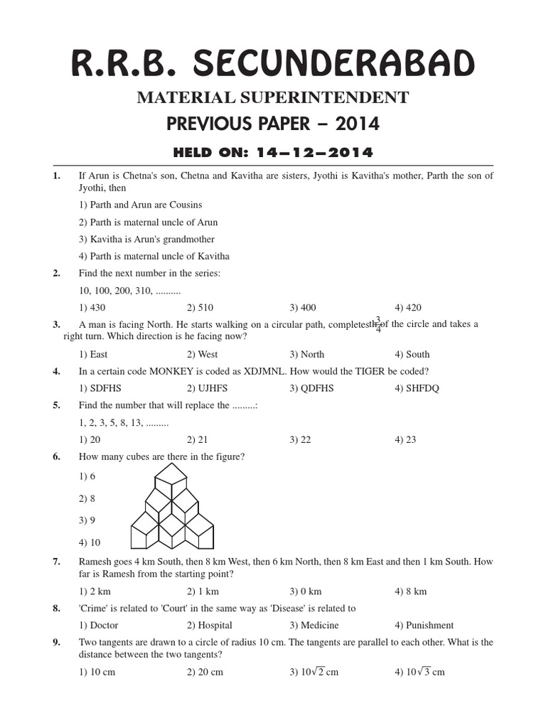 RRB Sample Question Papers With Answers | PDF | Electrical Network ...