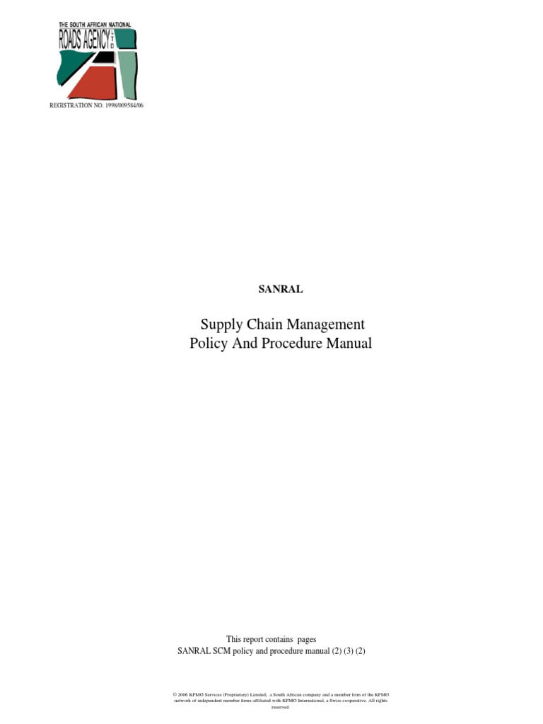 SCM Policy & Procedure Manual - SANRAL | PDF | Supply Chain Management ...