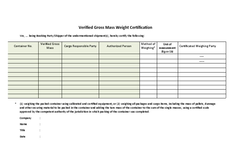 Verified Gross Mass Weight Certification: Ensuring Accurate Container ...