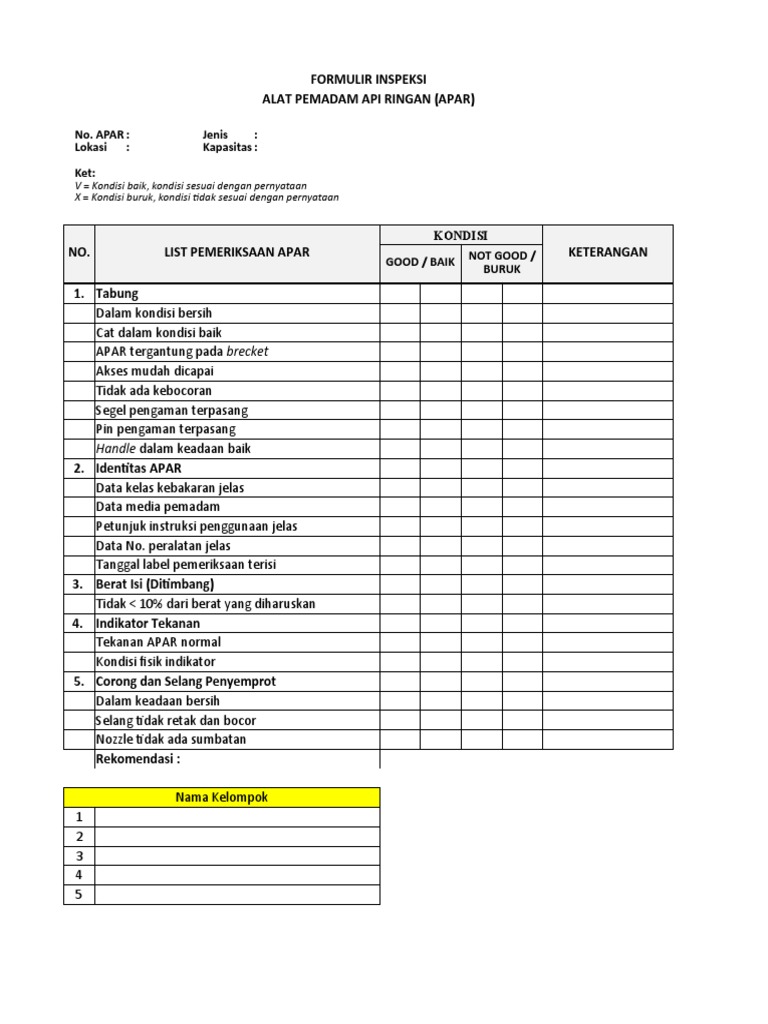 Ceklist APAR Dan SCBA-1 | PDF