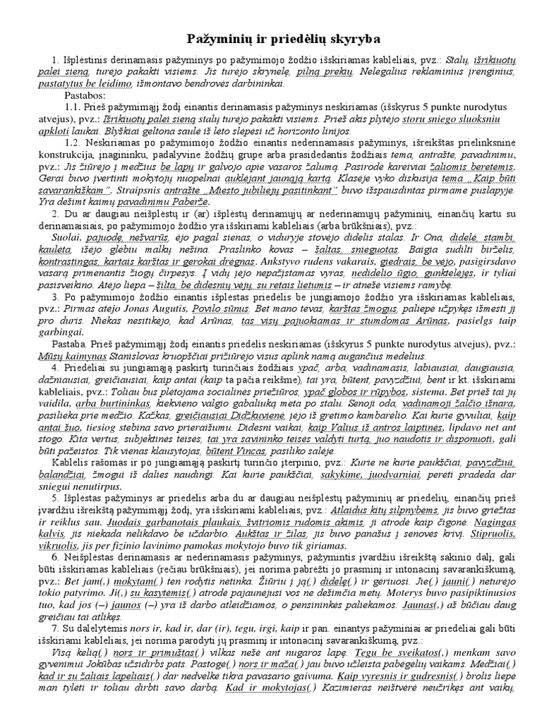 Pazyminiu Ir Priedeliu Skyryba | PDF