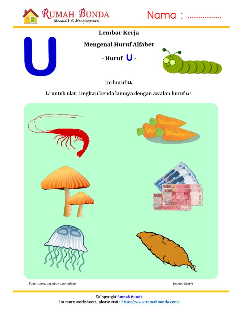 Menulis Huruf Alfabet U | PDF