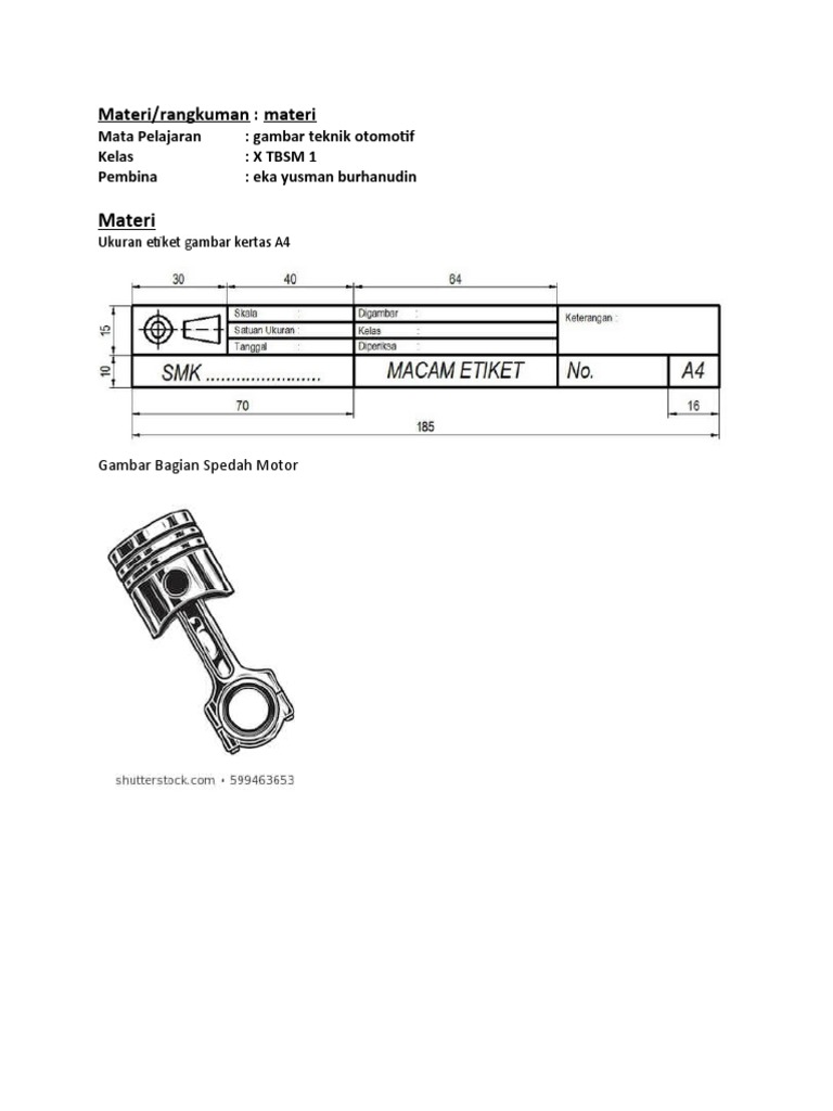 Gambar Teknik (X TBSM 1) | PDF