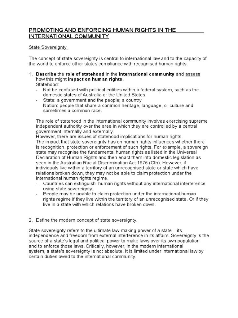 Promoting and Enforcing Human Rights in The International Community ...