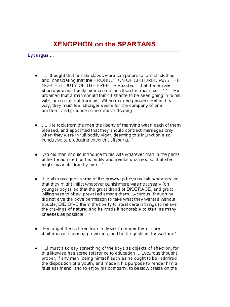 2.1 Lycurgus - Xenophon | PDF | Citizenship | Sparta