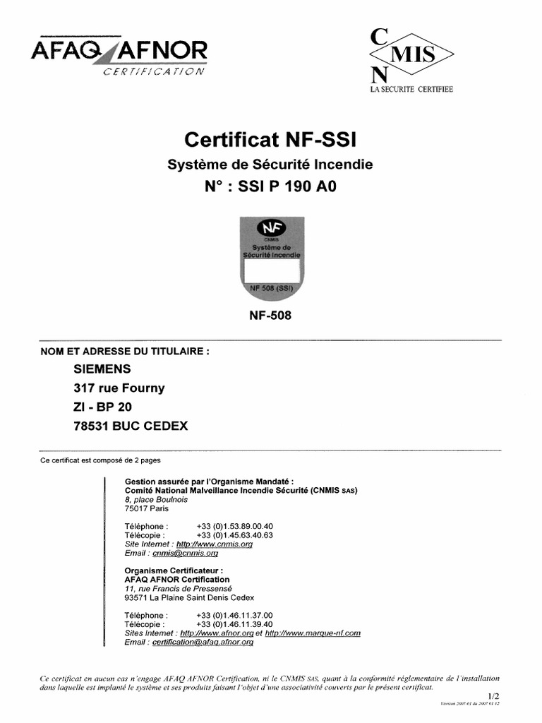 Certificat SSI XC10 | PDF