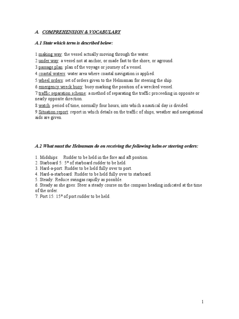 A Vessel Underway - Exercises | PDF | Watercraft | Ships