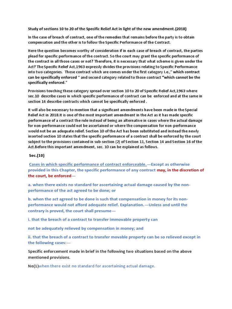 Specific Performance | Download Free PDF | Specific Performance | Trust Law