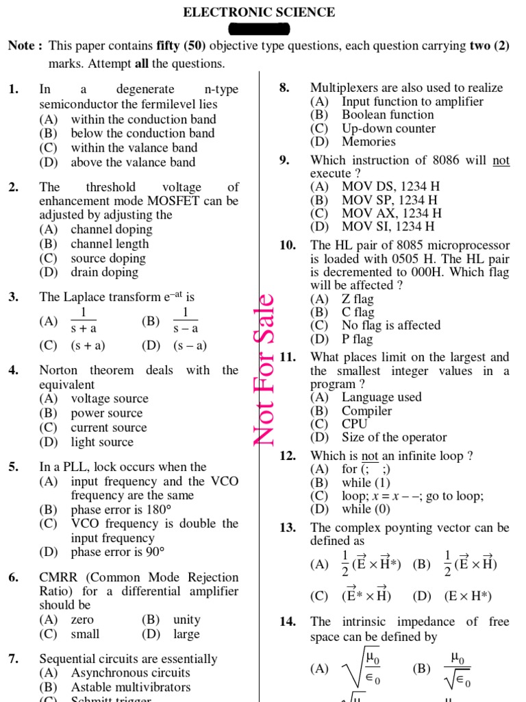 Electronic Questions for Science Exam | PDF | Telecommunications ...