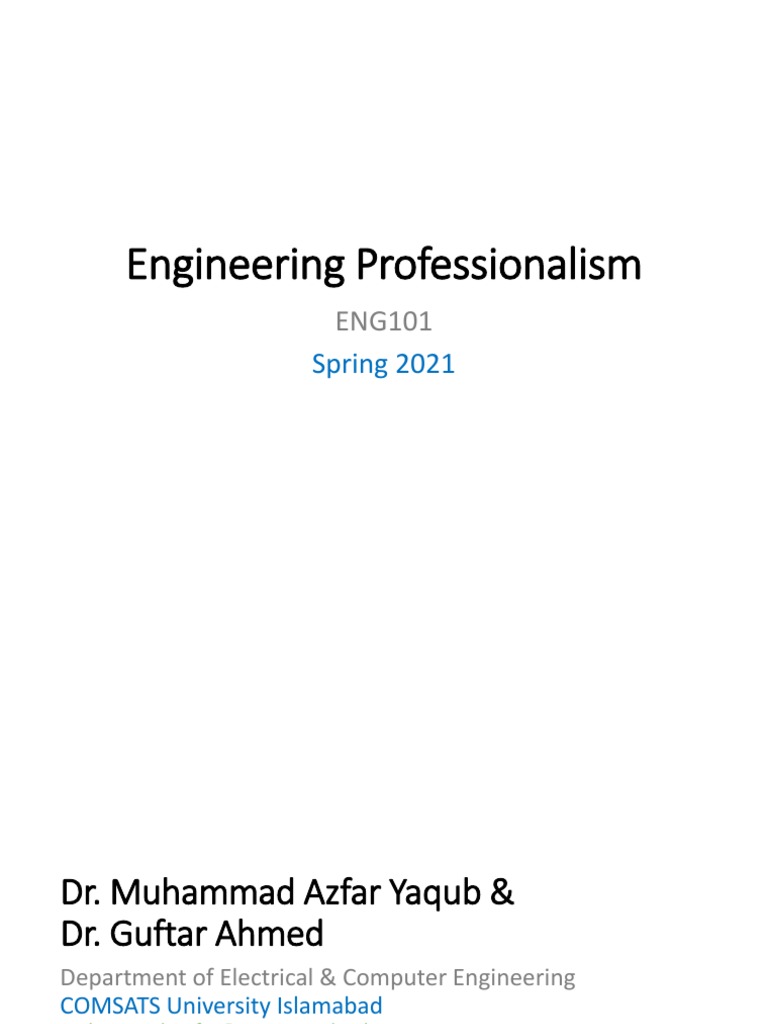Engineering Professionalism: Spring 2021 | PDF | Engineer | Electrical ...