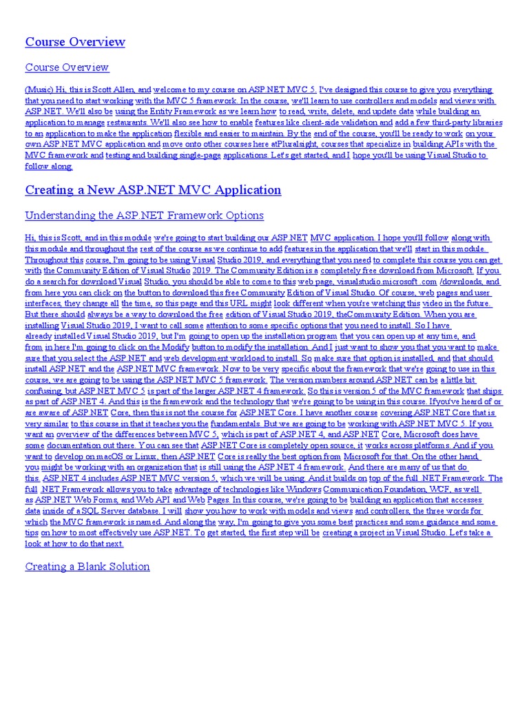 MVC 5 Fundamentals | PDF | Microsoft Visual Studio | Model–View–Controller