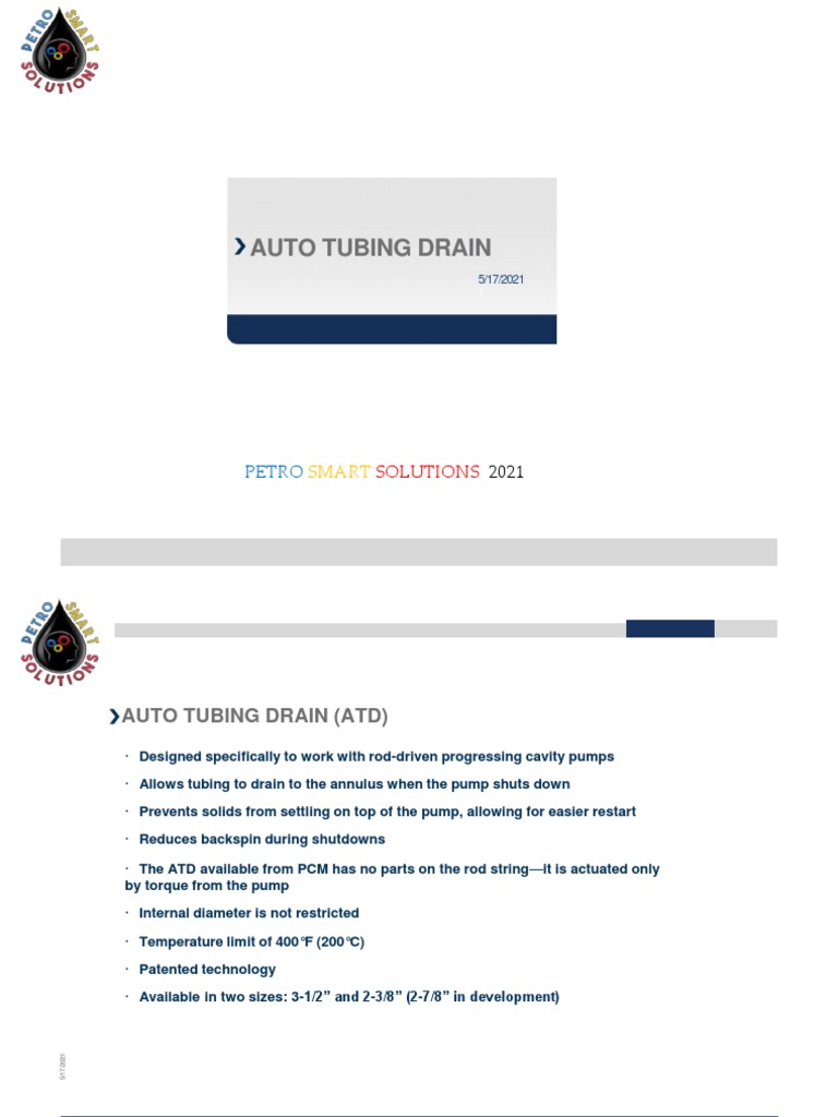 Progressive Cavity Pump Auto Tubing Drain: Design, Installation ...