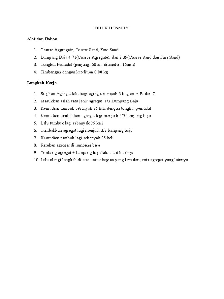 Metode Pengujian Bulk Density Agregat | PDF | Sains & Matematika ...