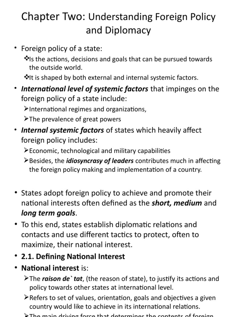 Chapter Two:: Understanding Foreign Policy and Diplomacy | PDF ...