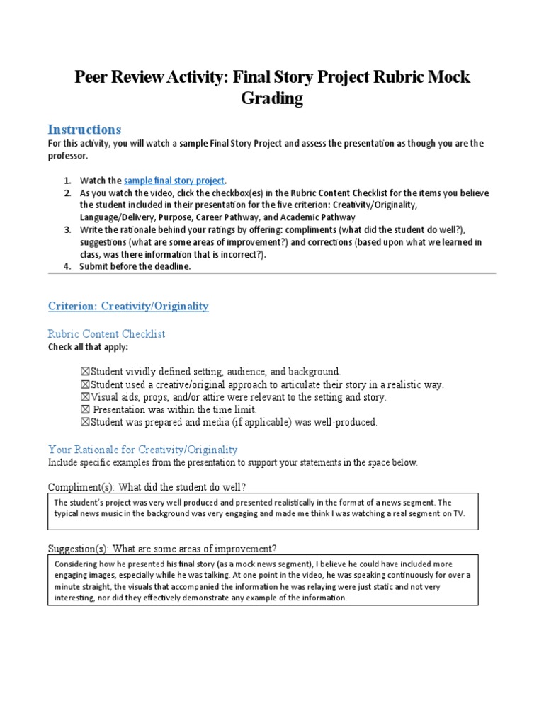 FSP Mock Grading Activity Lani Rodriguez | PDF | Rubric (Academic ...