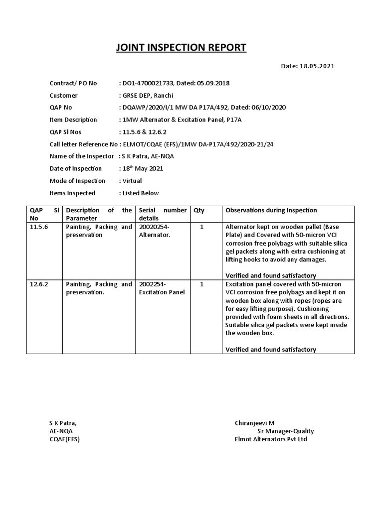 Joint Report - Packing - 18.05.2021 | PDF | Freight Transport | Materials