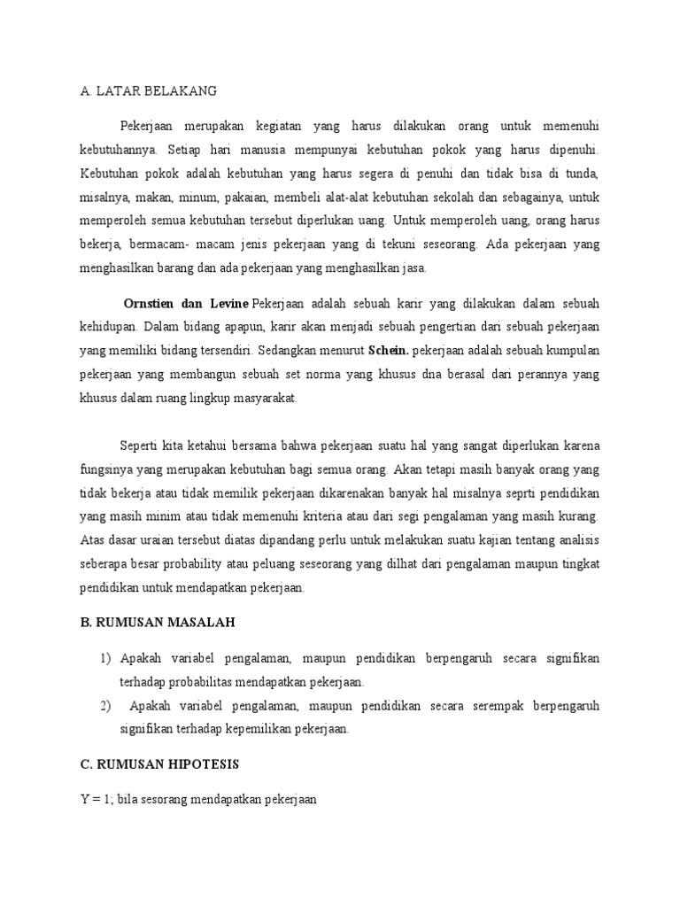 Tugas Ekonometrika (LPM) | PDF