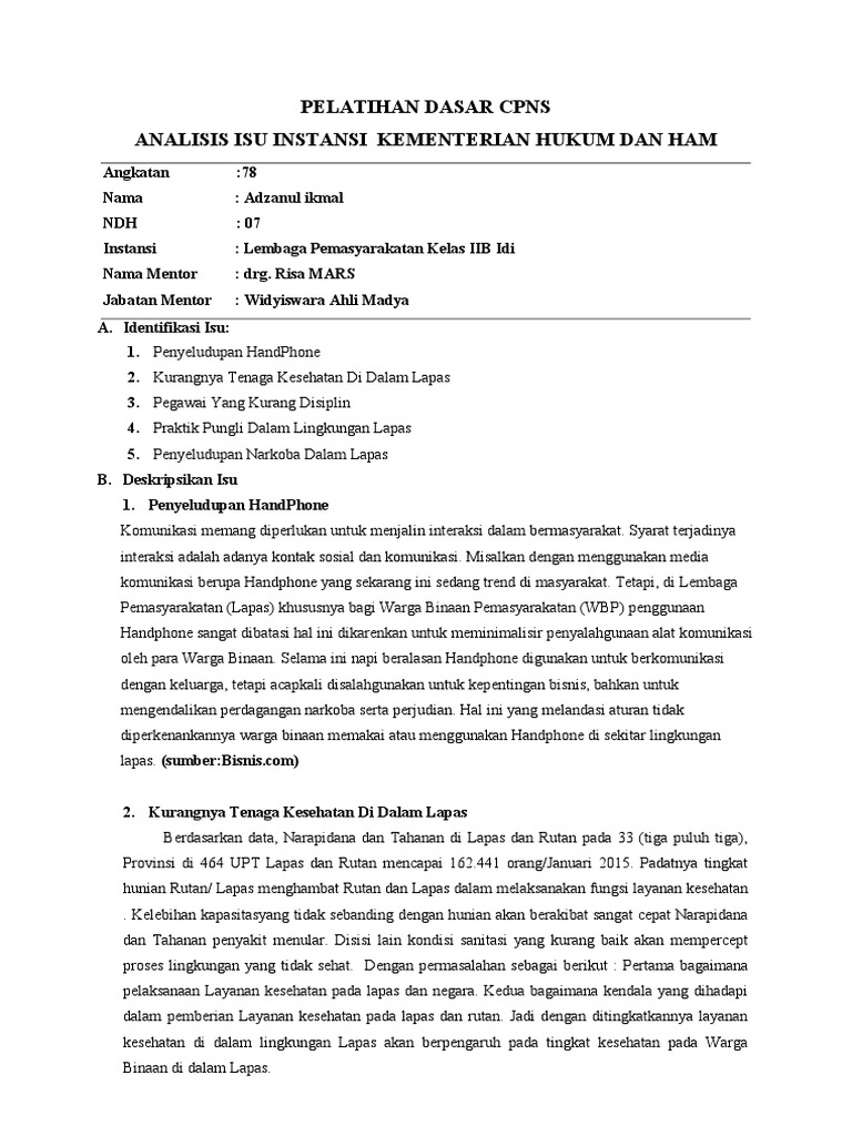 Analisis Isu Instansi Ikmal | PDF