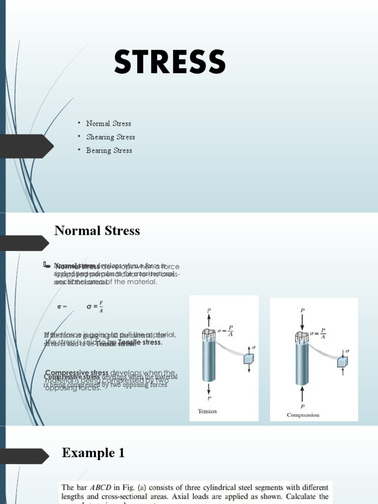Stress: Normal Stress Shearing Stress Bearing Stress | PDF | Rivet ...